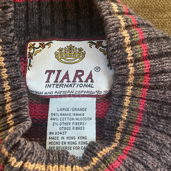 Tiara | Sweaters | Vintage Tiara International Striped Mock Turtle ...